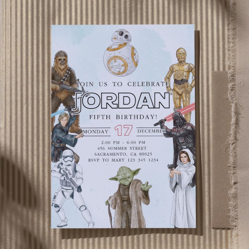 Star Wars Printable Birthday Invite, Editable Invitation, Instant ...