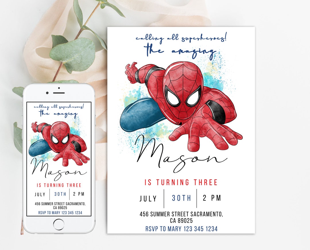 Spider Man Invitation Birthday Party Invite Spidey Birthday Invite Web ...