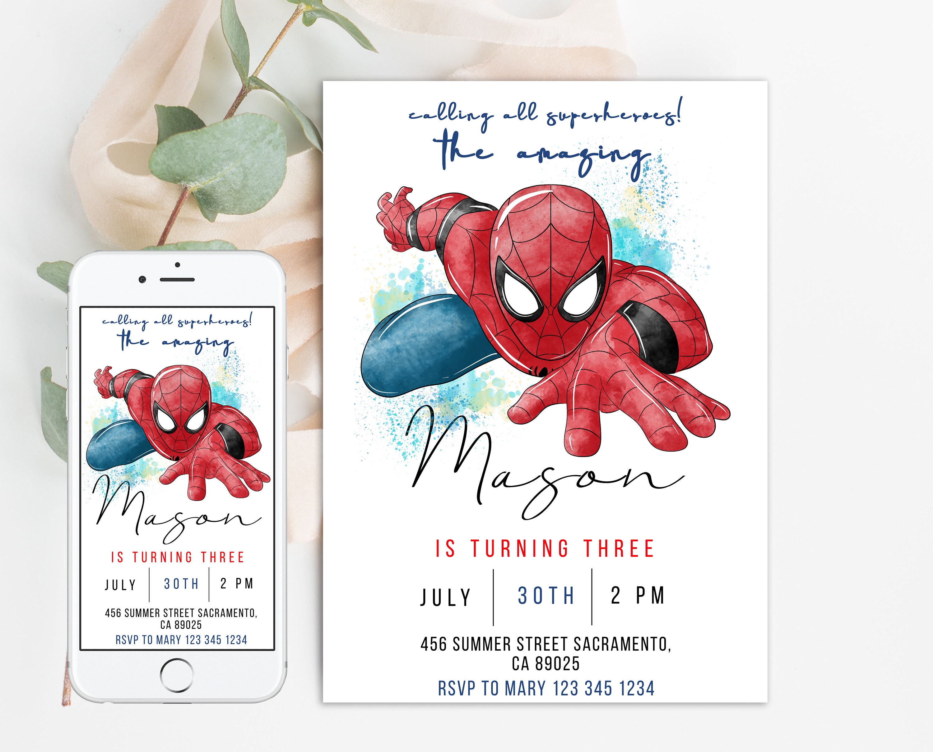 Spider Man Invitation Birthday Party Invite Spidey Birthday - Etsy