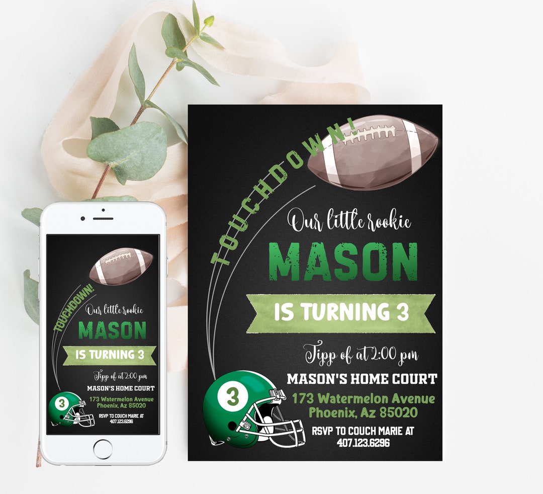 Football Printable Birthday Invitation, Football Ticket Invitation ...