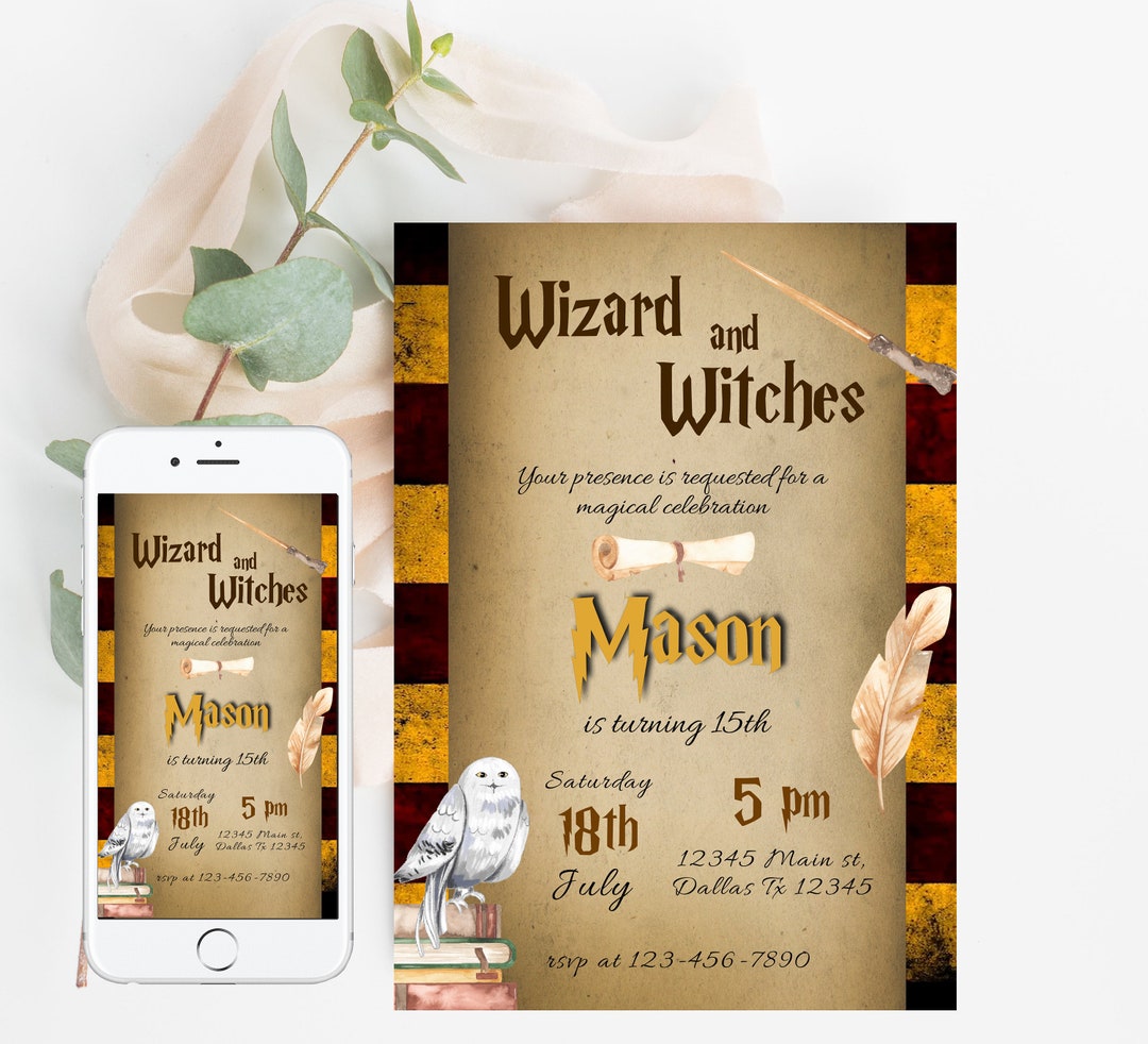 Owl Editable Magical Wizard Birthday Party Invitation, Magical Birthday ...