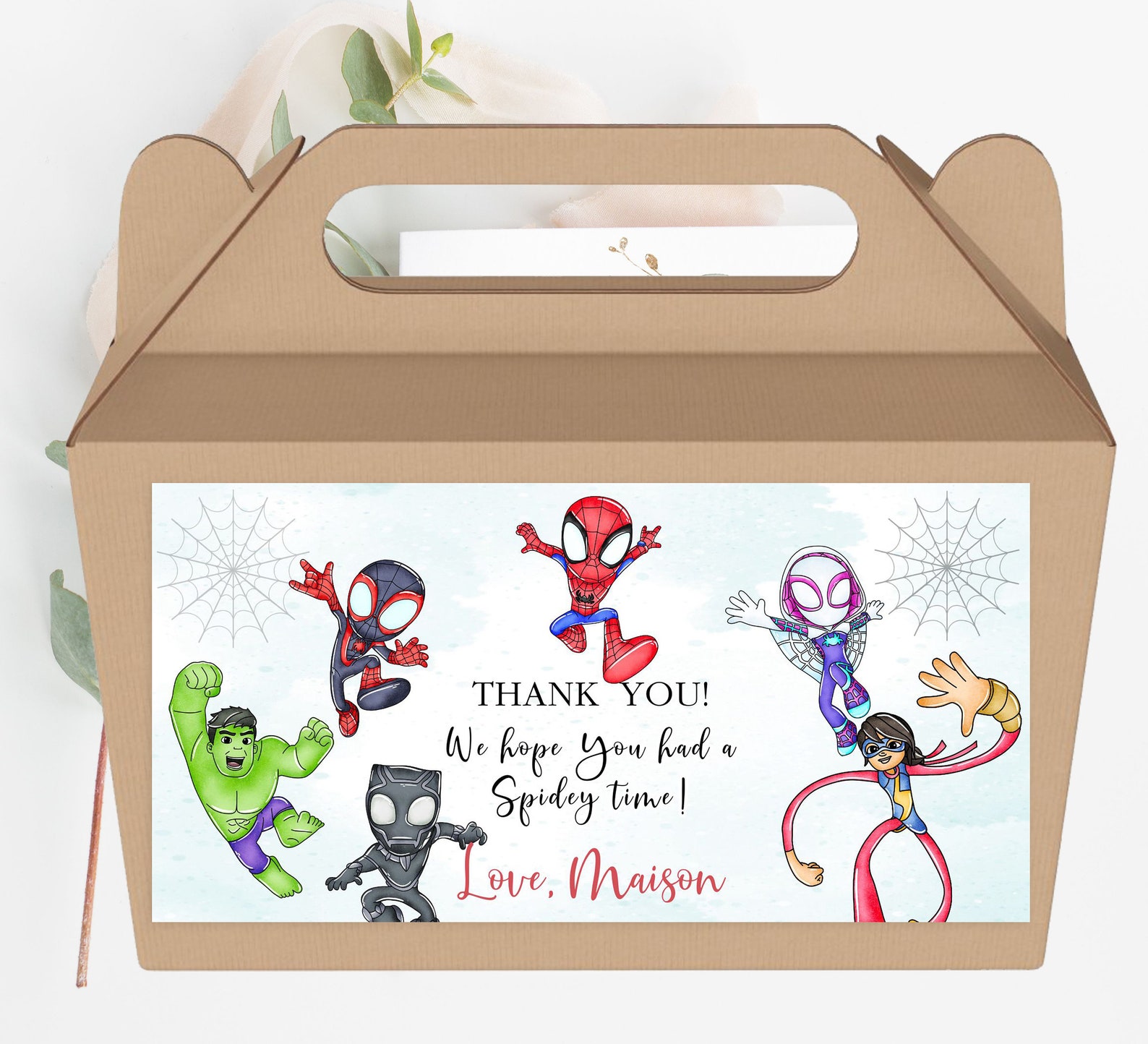 Gable Box Label Spidey and His Amazing Friends Birthday Party Invite ...