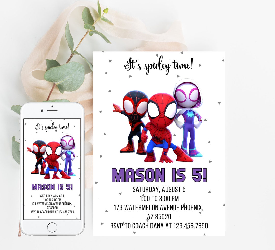 Spidey Invitation Spidey and His Amazing Friends Birthday Party Invite ...