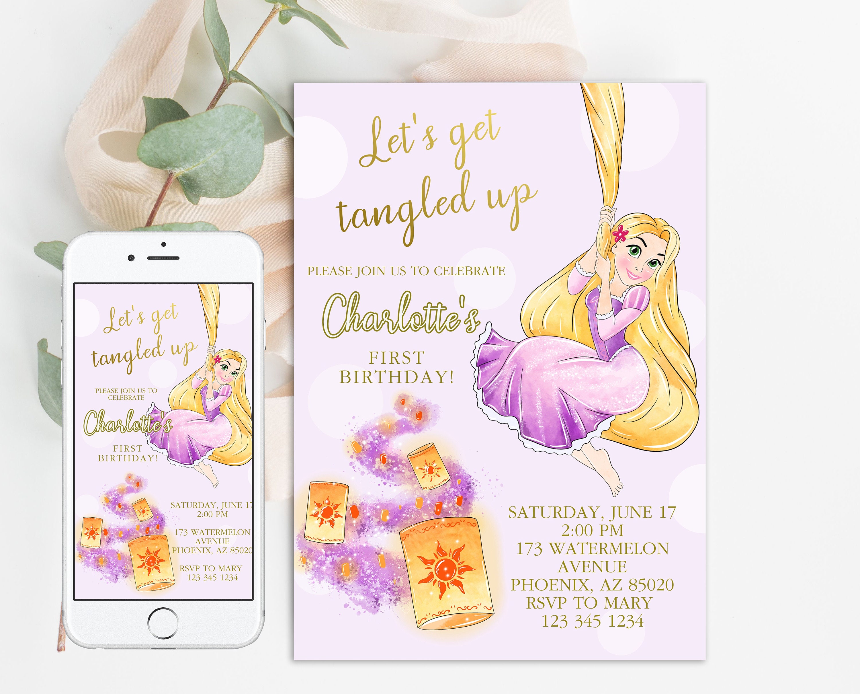 Tangled Birthday Invitation, Tangled Invitation, Tangled Invite ...