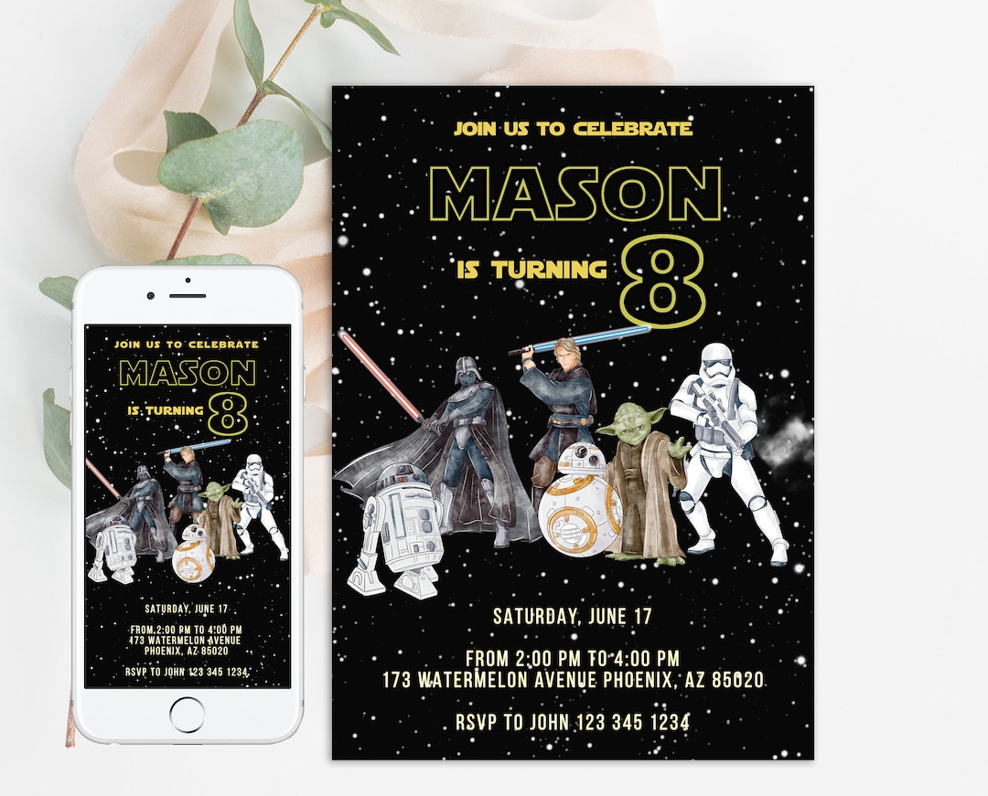 Star Wars Birthday Invitation, Star Wars Party, Star Wars Birthday ...