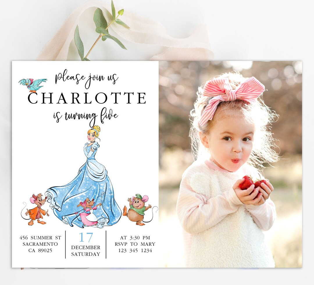 Cinderella Princess Birthday Invitation Girl Editable Template Custom ...
