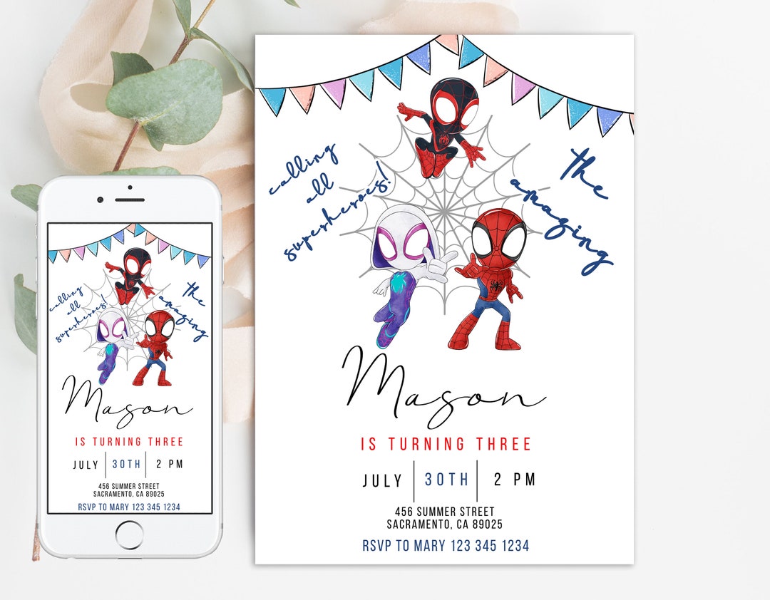 Spidey Invitation Spidey and His Amazing Friends Birthday Party Invite ...