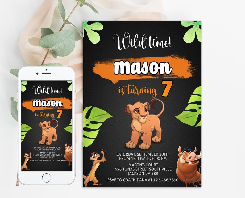 Editable Lion King Birthday Invitation Simba Birthday - Etsy