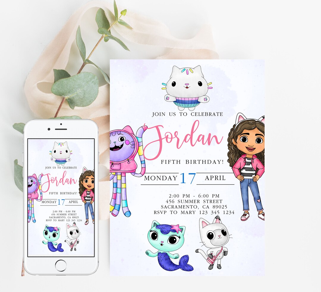 Gabby Dollhouse Invitation | Editable Invitation Template Gabby ...