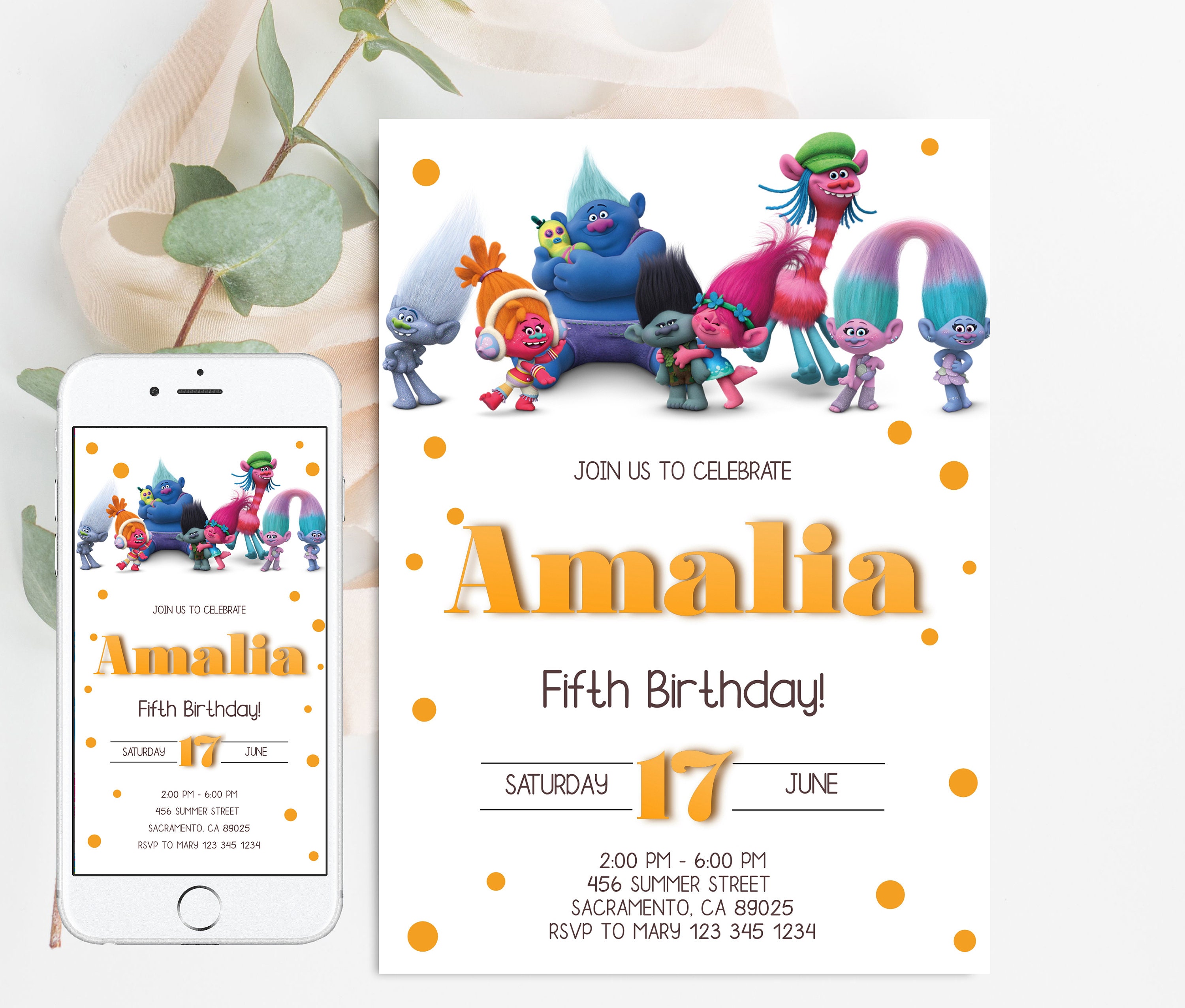 Trolls Invitation Trolls Birthday Invite Printable Invitation Trolls ...