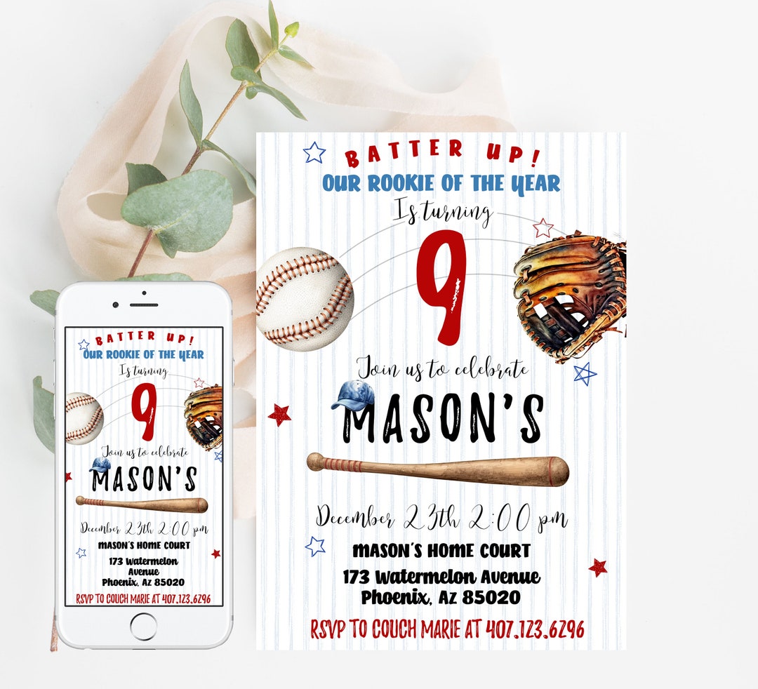 Editable Baseball Invitation, Baseball Birthday Invitation, Baseball ...