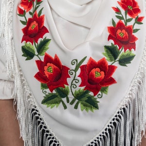 Hand-embroidered, Highland, Folk, Scarf, Regional, Handmade, Flowers ...