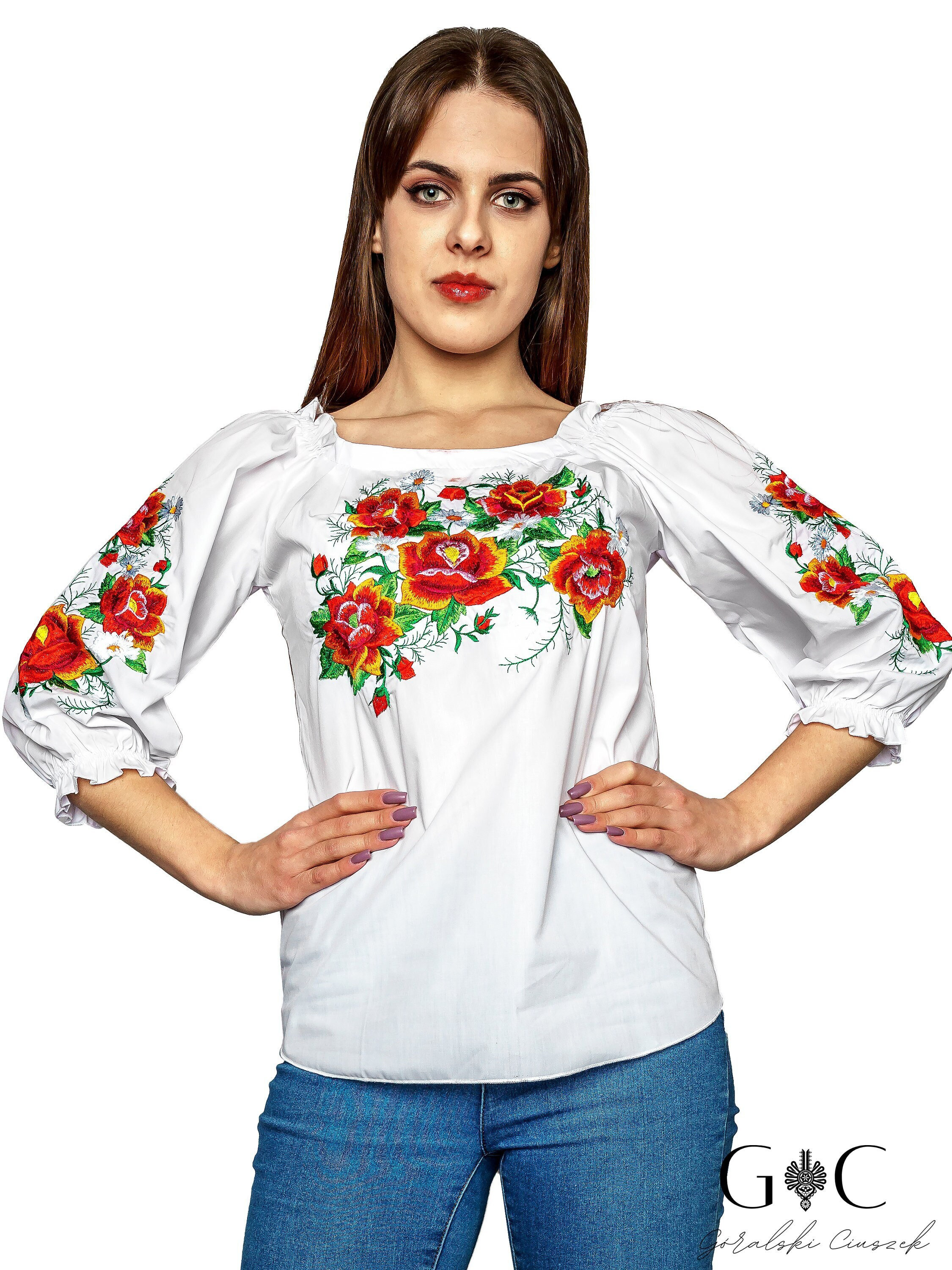Polish Folk,woman Shirt,embroidery Blouse,highlander Blouse, Flowers ...