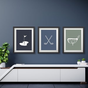 Golf Wall Art, Golf Art Print, Golf Art, Gift for Dad, Set of 3 Prints ...