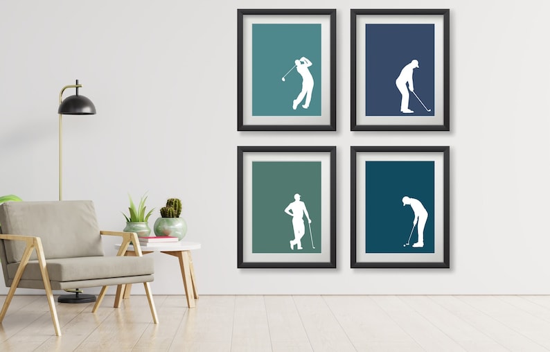 Golf Wall Art, Golf Art Print, Golf Art, Gift for Dad, Set of 4 Prints ...