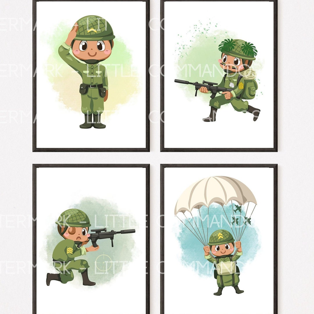 Kids Army Prints Digital Set X4, Digital Download, Cute Army Prints ...