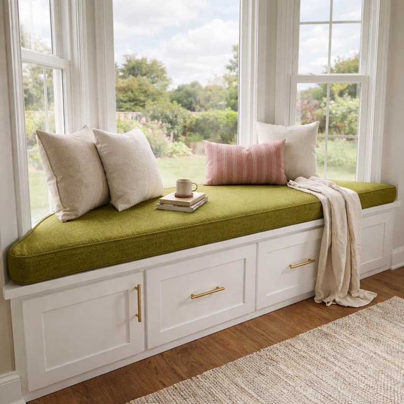 Custom Velvet Trapezoid Cushion | Bay Window Seat, Angled Bench ...
