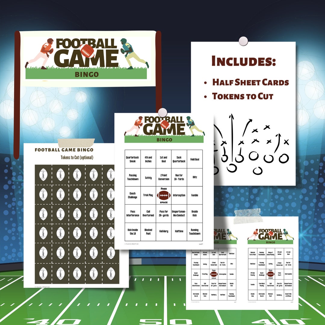Football Game Bingo PDF, Printable Watch Party Game; Big Game Bingo ...