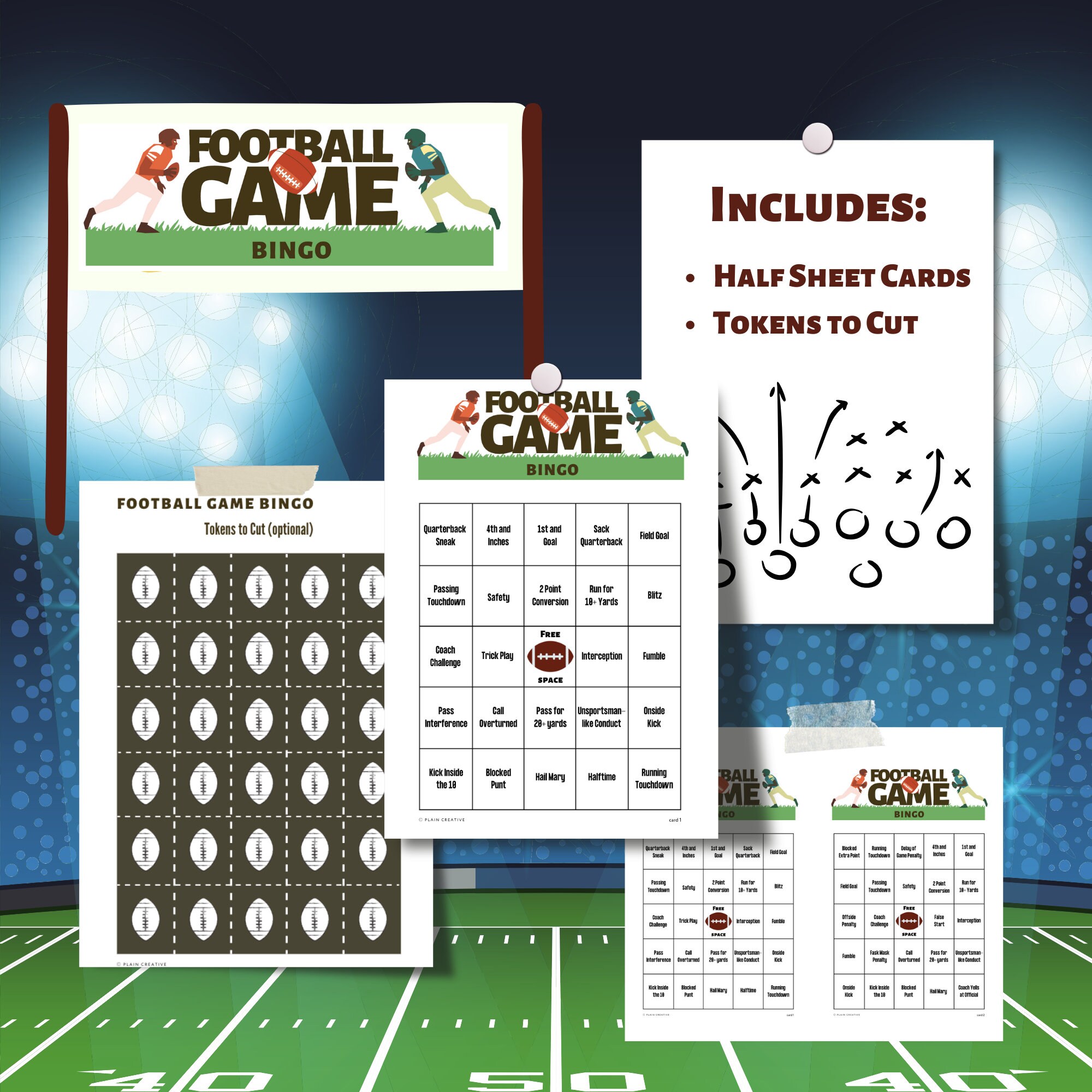 Football Game Bingo PDF, Printable Watch Party Game; Big Game Bingo ...