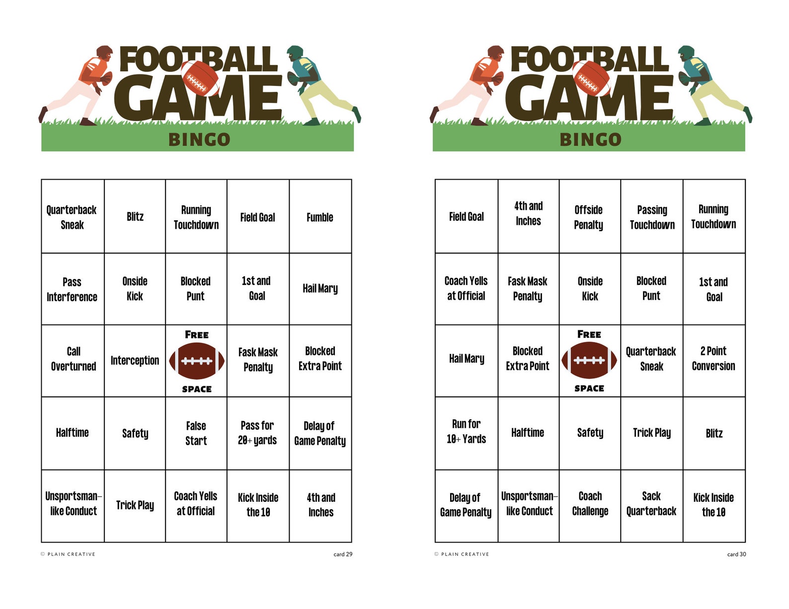 Football Game Bingo PDF, Printable Watch Party Game; Big Game Bingo ...