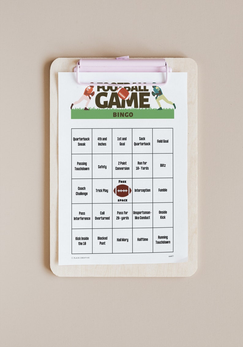 Football Game Bingo PDF, Printable Watch Party Game Big Game Bingo ...