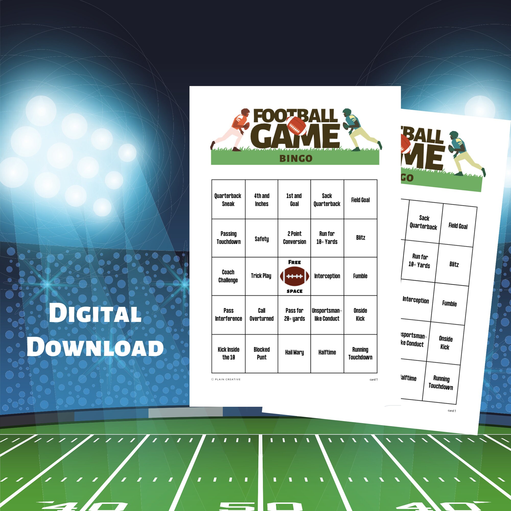 Football Game Bingo PDF, Printable Watch Party Game; Big Game Bingo ...