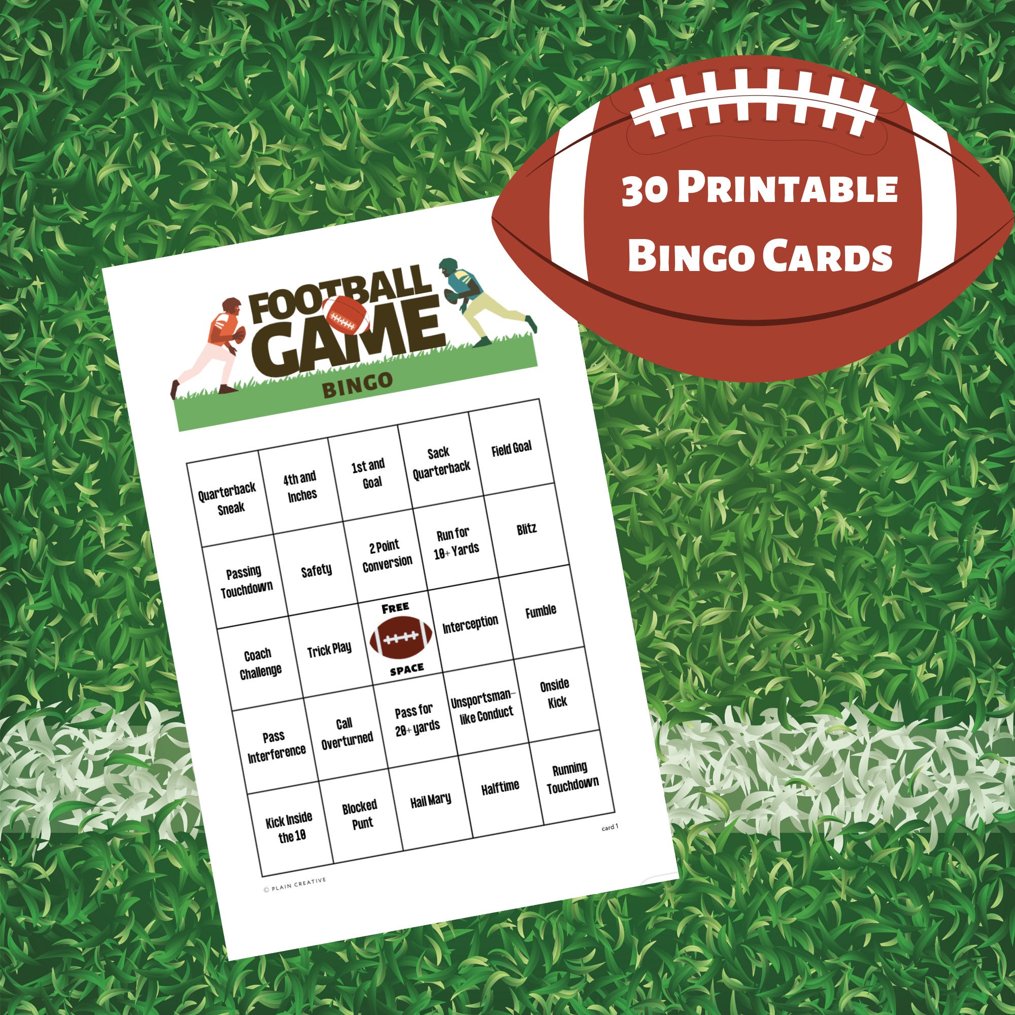 Football Game Bingo PDF, Printable Watch Party Game; Big Game Bingo ...