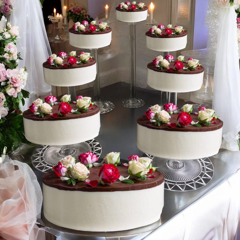 8 Tier Wedding Cake Stand Set - Heavy Duty Round Wedding Cake and ...