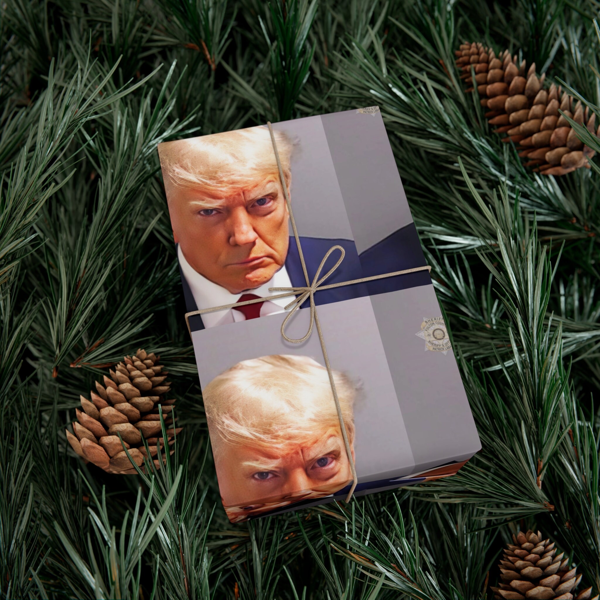 Christmas Wrapping Gift Paper TRUMP 2024 Mugshot sold by Irritable ...