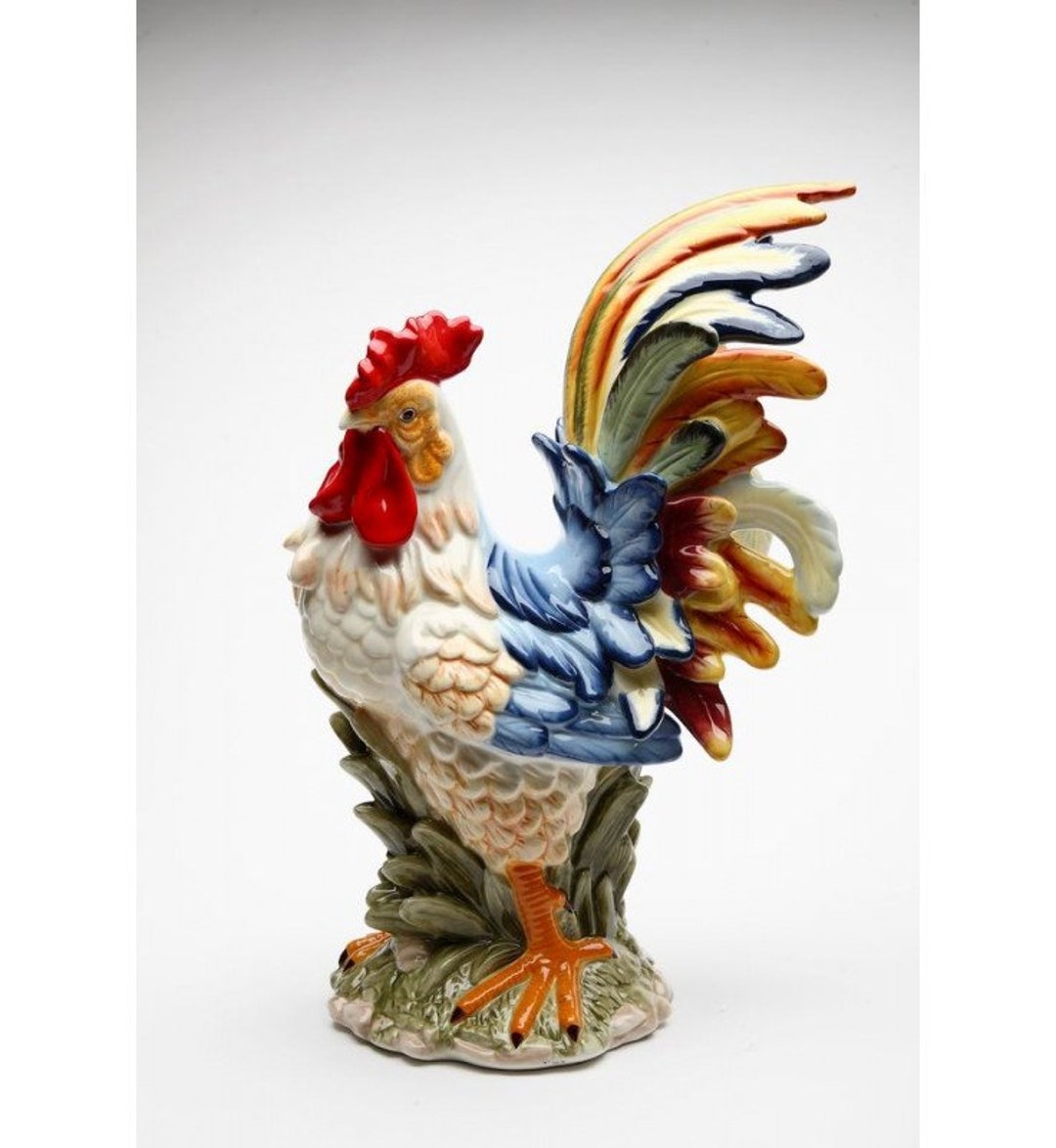 Colorful Rooster Figurine, Home Accent, Farmhouse Decor, Kitchen Decor ...