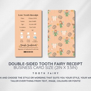 Tooth Fairy Receipt Template for Kids, First Tooth Keepsake, Tooth ...