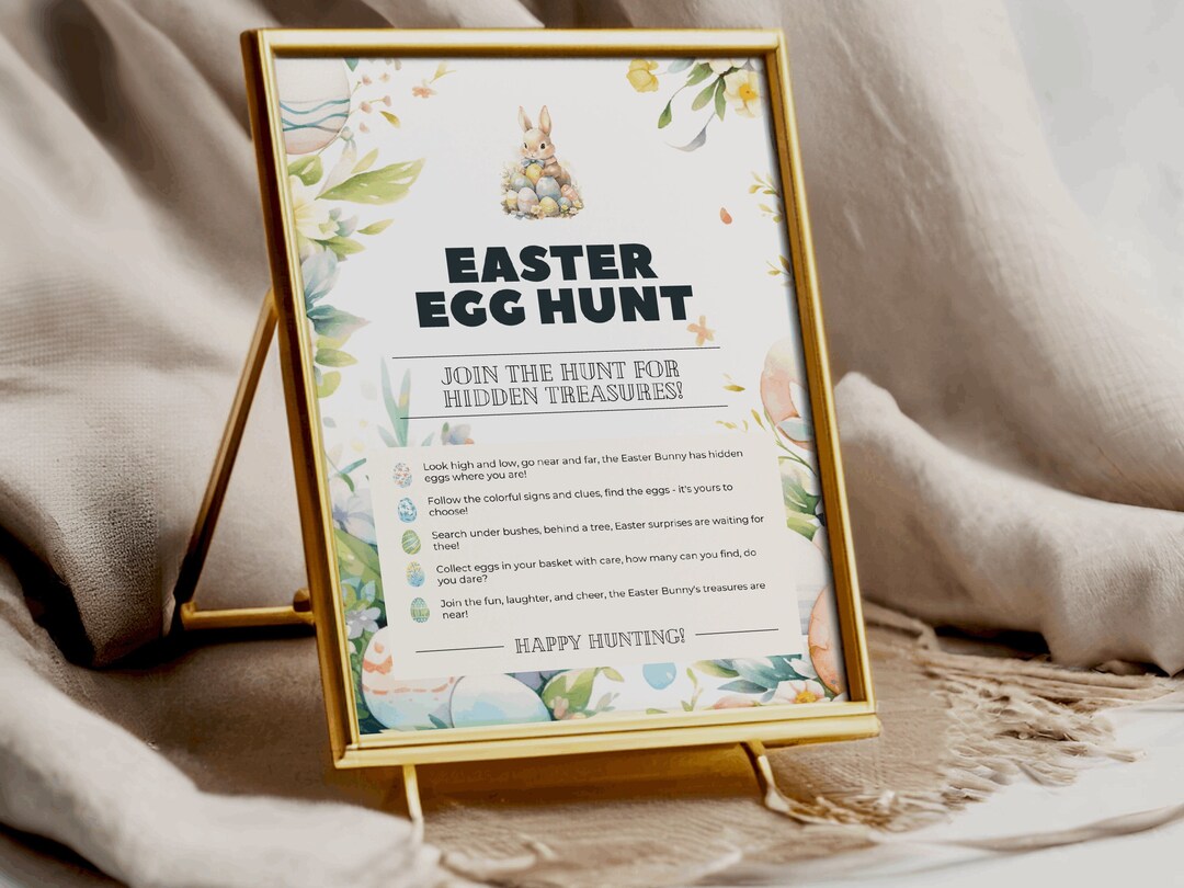 Easter Decor Table Sign Template, Easter Egg Hunt Party Games ...