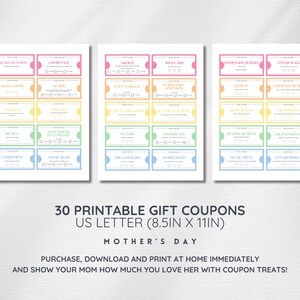 Mothers Day Coupons Template, Last Minute Present for Mom, Love Coupon ...
