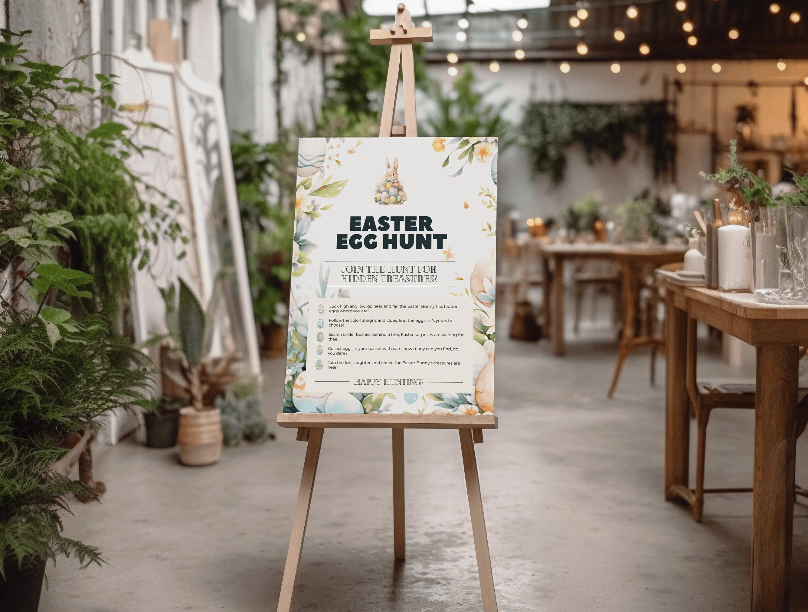 Easter Bunny Welcome Sign Template, Easter Egg Hunt Decor, Easter ...