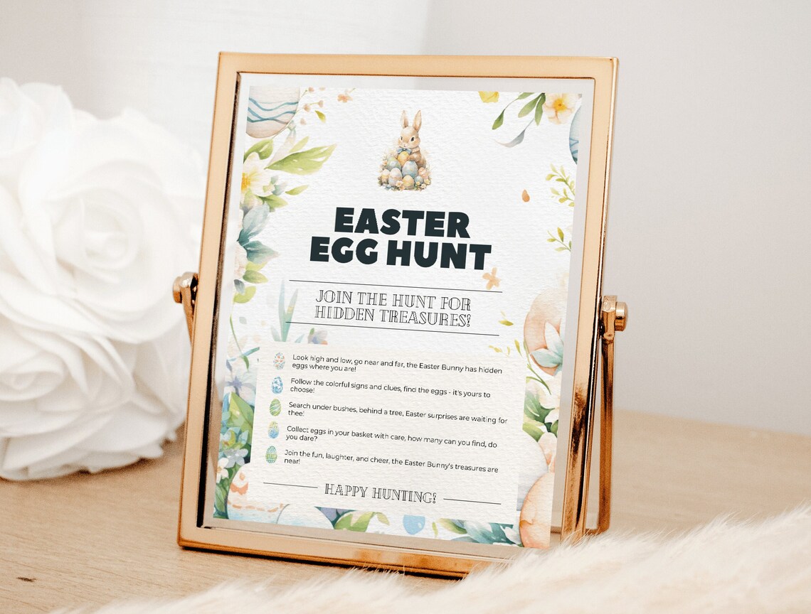 Easter Decor Table Sign Template, Easter Egg Hunt Party Games ...