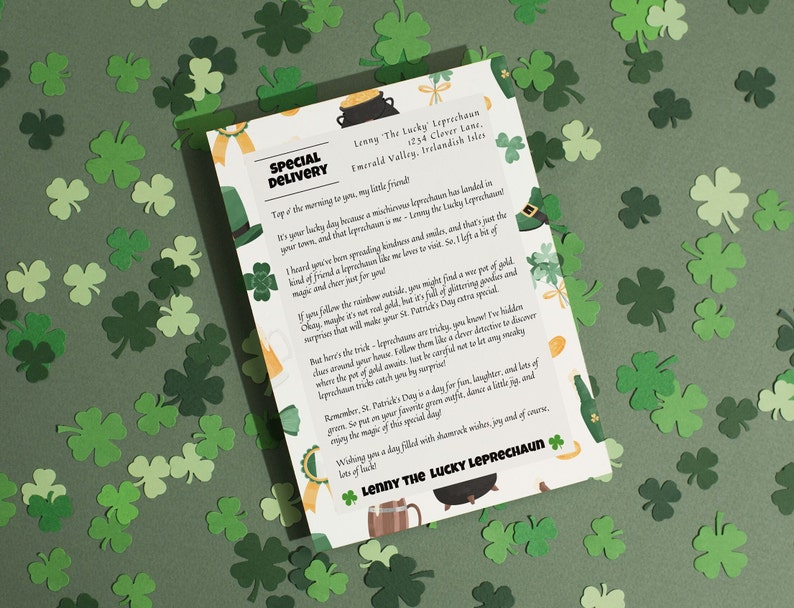 Treasure Hunt Printable for St Patrick's Day, Leprechaun Letter for ...