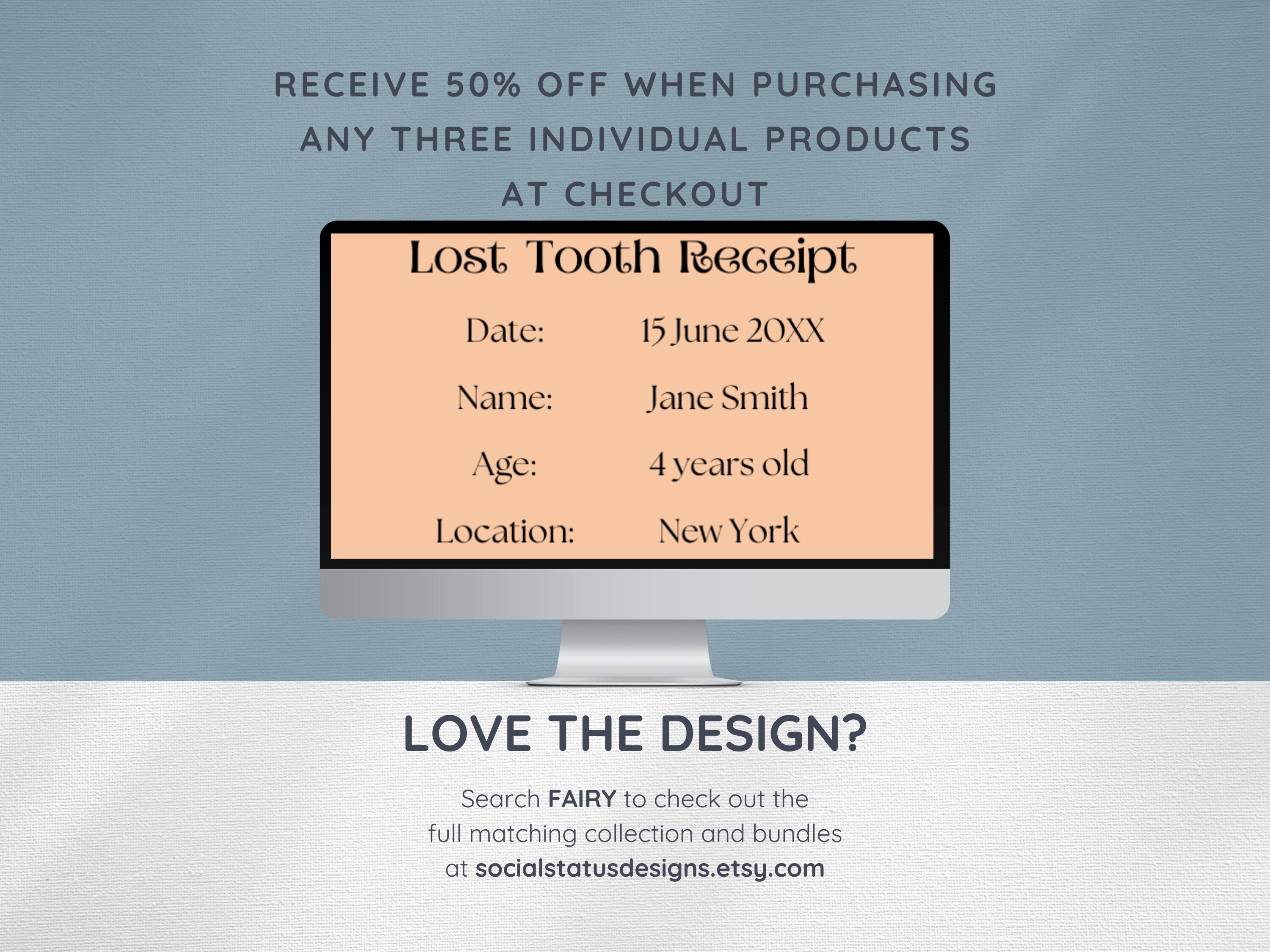 Tooth Fairy Receipt Template for Kids, First Tooth Keepsake, Tooth ...