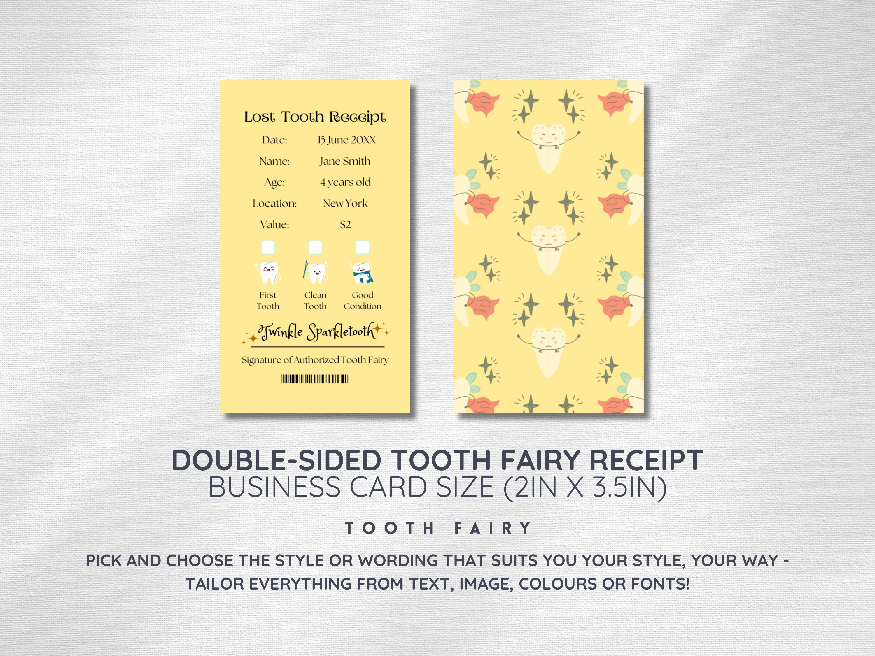 Tooth Fairy Receipt Printable, First Tooth Keepsake for Kids, Fairycore ...