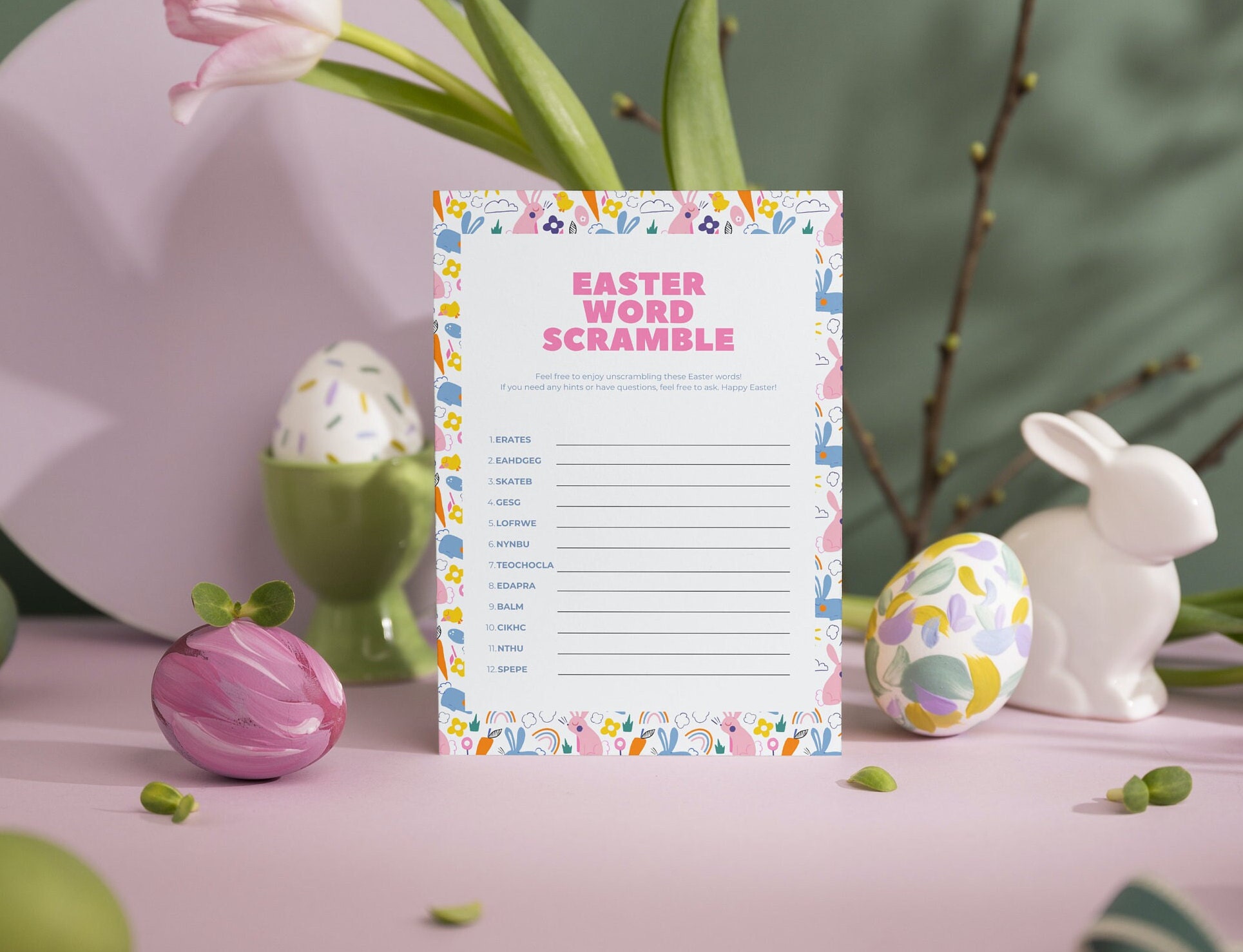 Easter Kids Puzzle Pack, Printable Activity Pages for Kids, Word ...