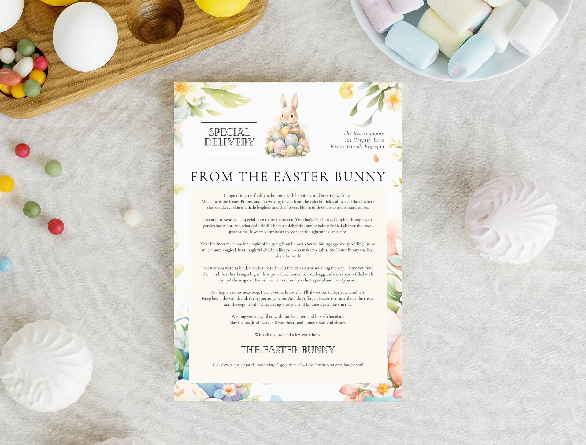 Easter Bunny Letter for Children, Easter Printable for Easter Basket ...
