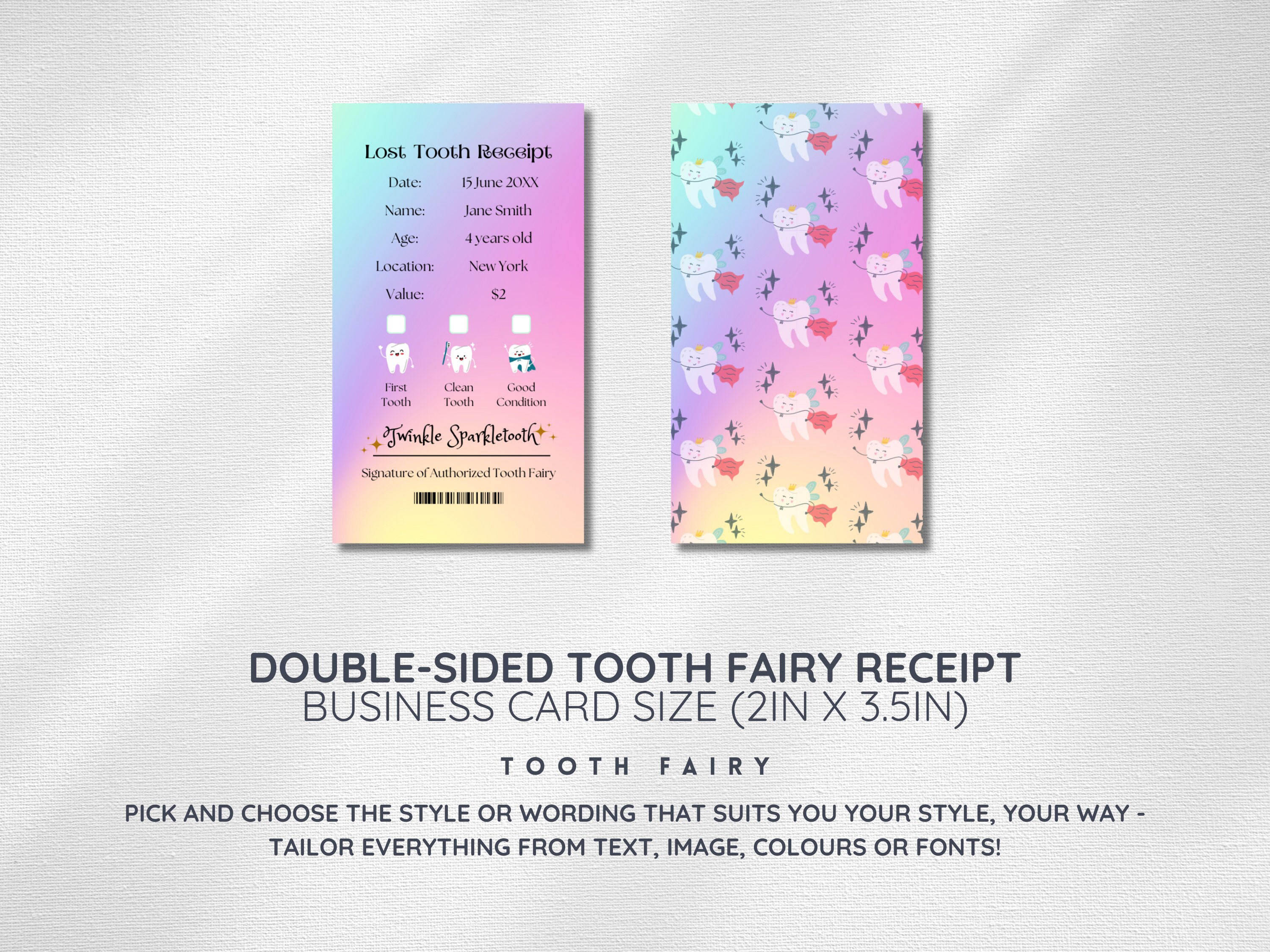 Tooth Fairy Receipt Template, Tooth Fairy Letter for Kids, First Tooth ...