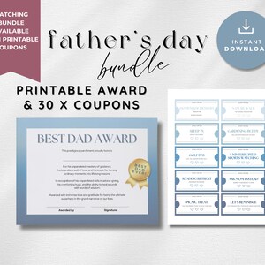 Best Dad Award Father's Day Gift, Last Minute Gift for Him, Print at ...