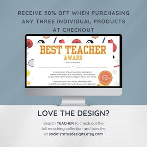 Teacher Appreciation Gift, Best Teacher Award, Teacher Thank You ...