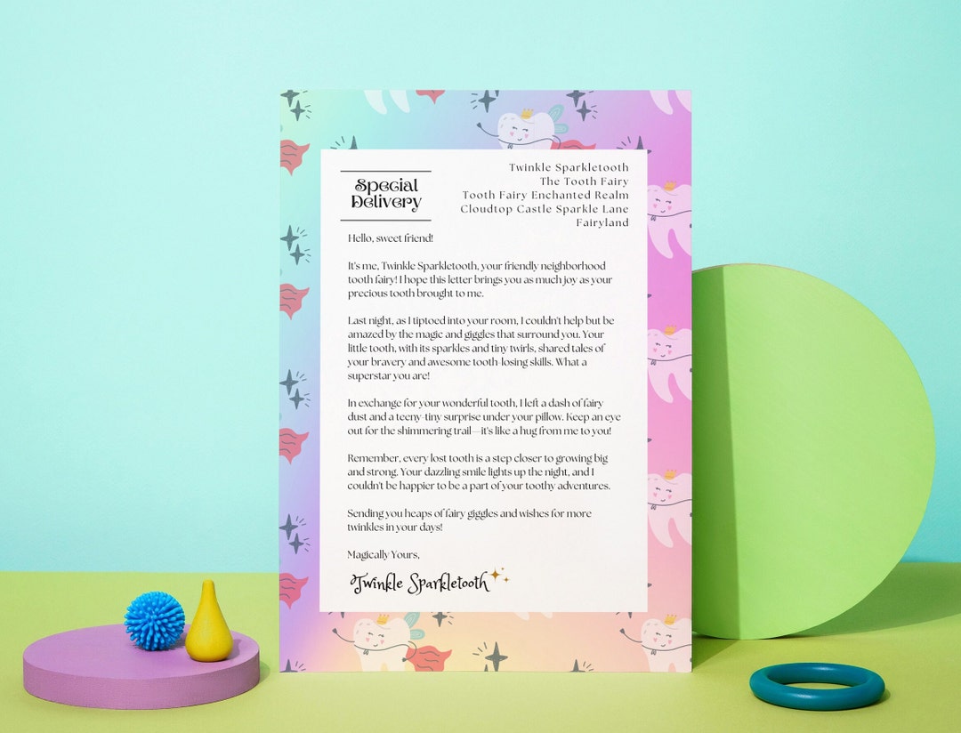 Tooth Fairy Letter Printable PDF, Tooth Fairy Gift for Kids, First ...