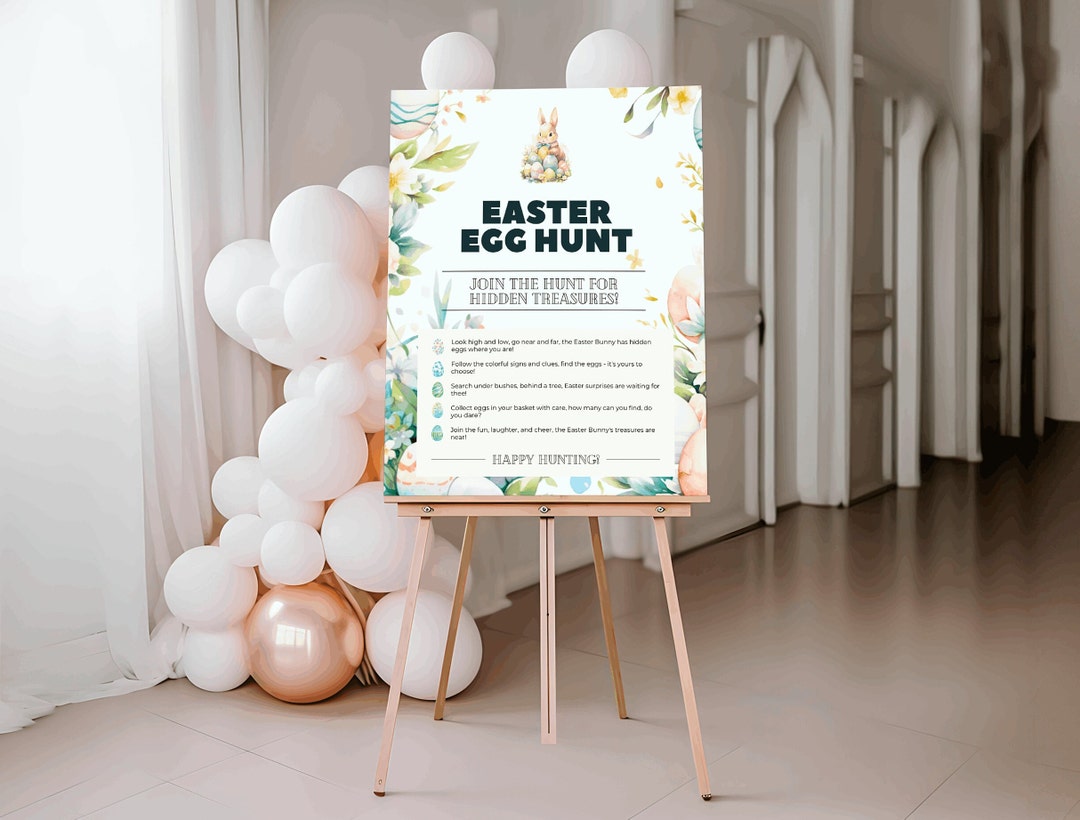 Easter Bunny Welcome Sign Template, Easter Egg Hunt Decor, Easter ...