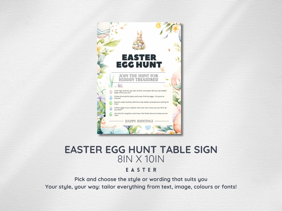 Easter Decor Table Sign Template, Easter Egg Hunt Party Games ...