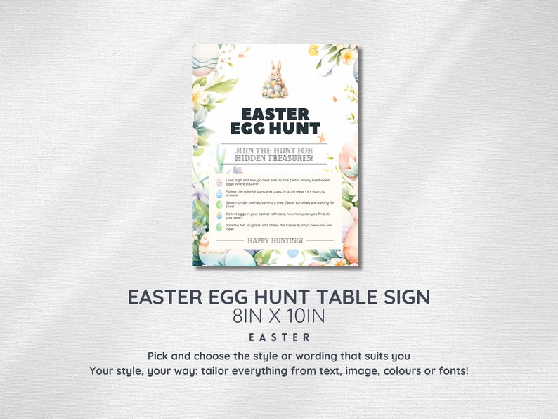 Easter Decor Table Sign Template, Easter Egg Hunt Party Games ...