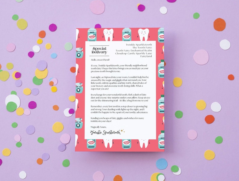 Tooth Fairy Letter Printable for Daughter, Tooth Fairy Visit Note for ...