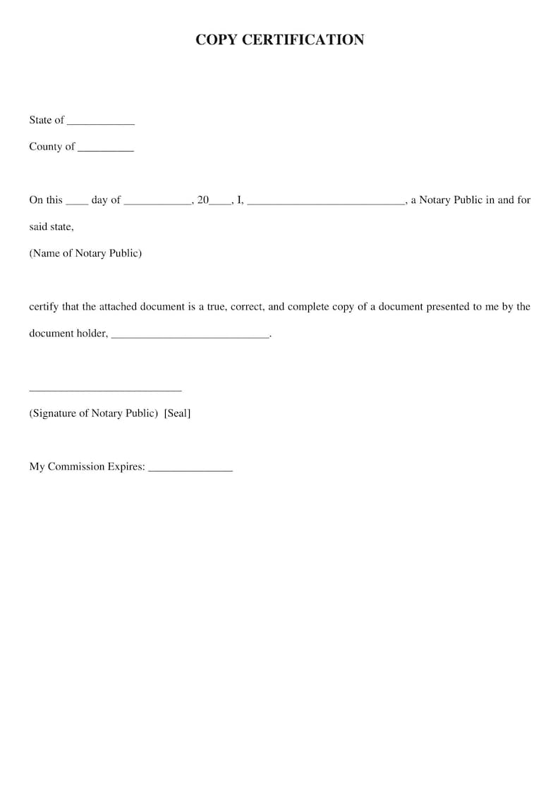 Printable Notary Certificates Set – Individual Acknowledgment, Jurat ...