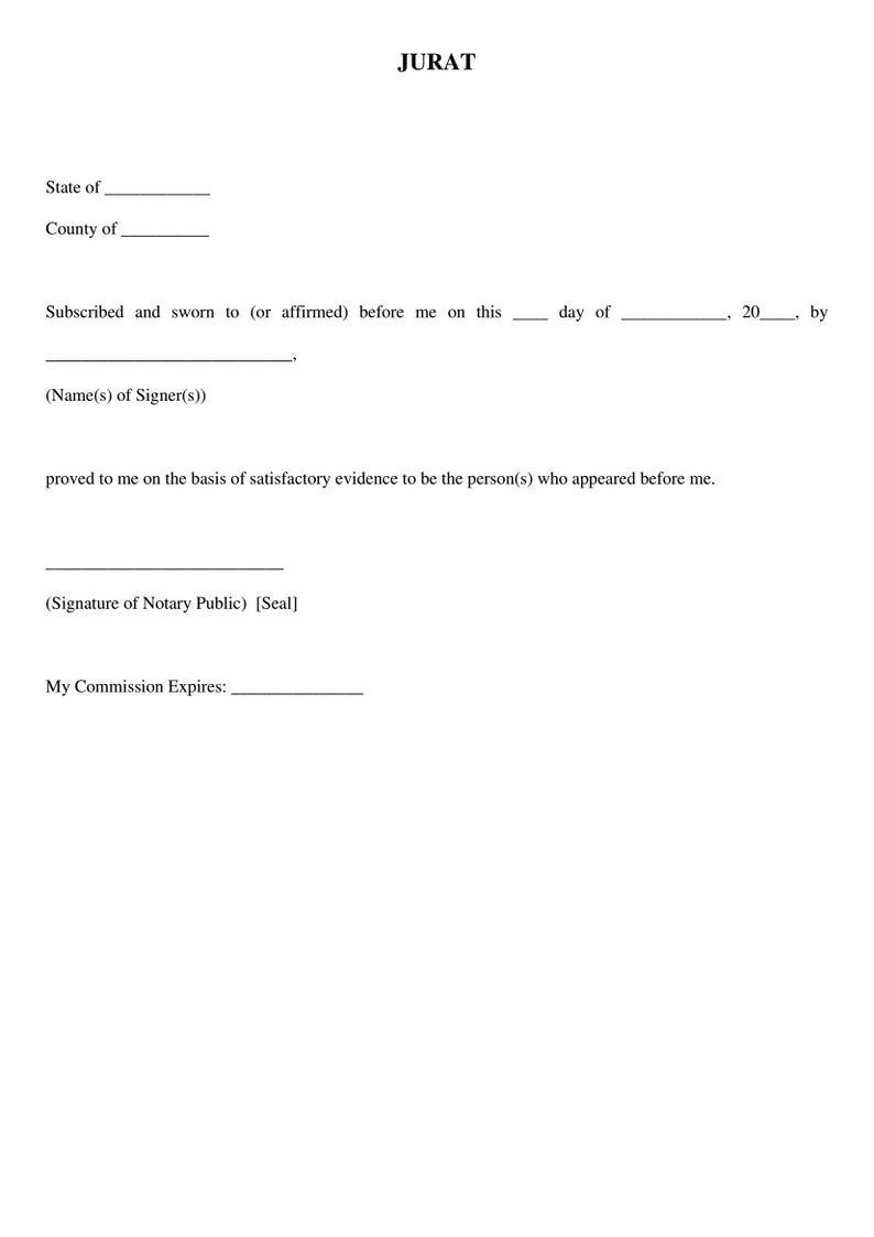 Printable Notary Certificate Templates – Acknowledgment, Jurat ...